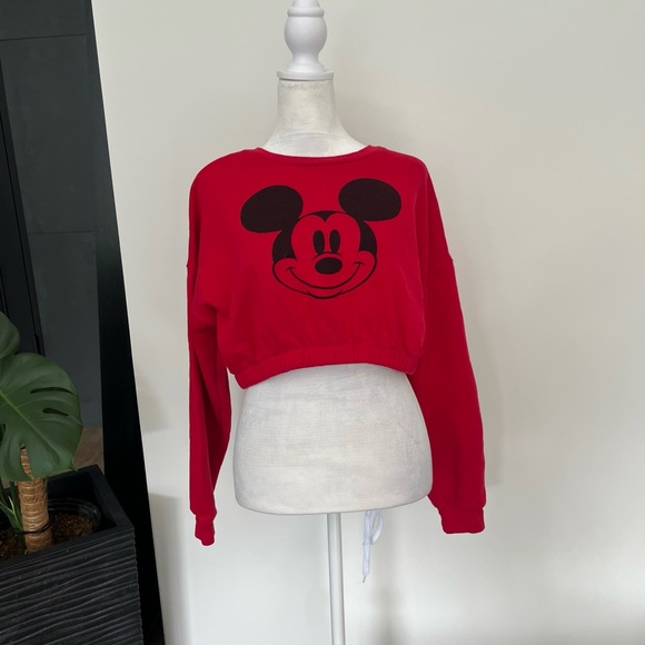 Disney | Sweaters | Disney Red Mickey Mouse Crew Neck Sweater | Poshmark